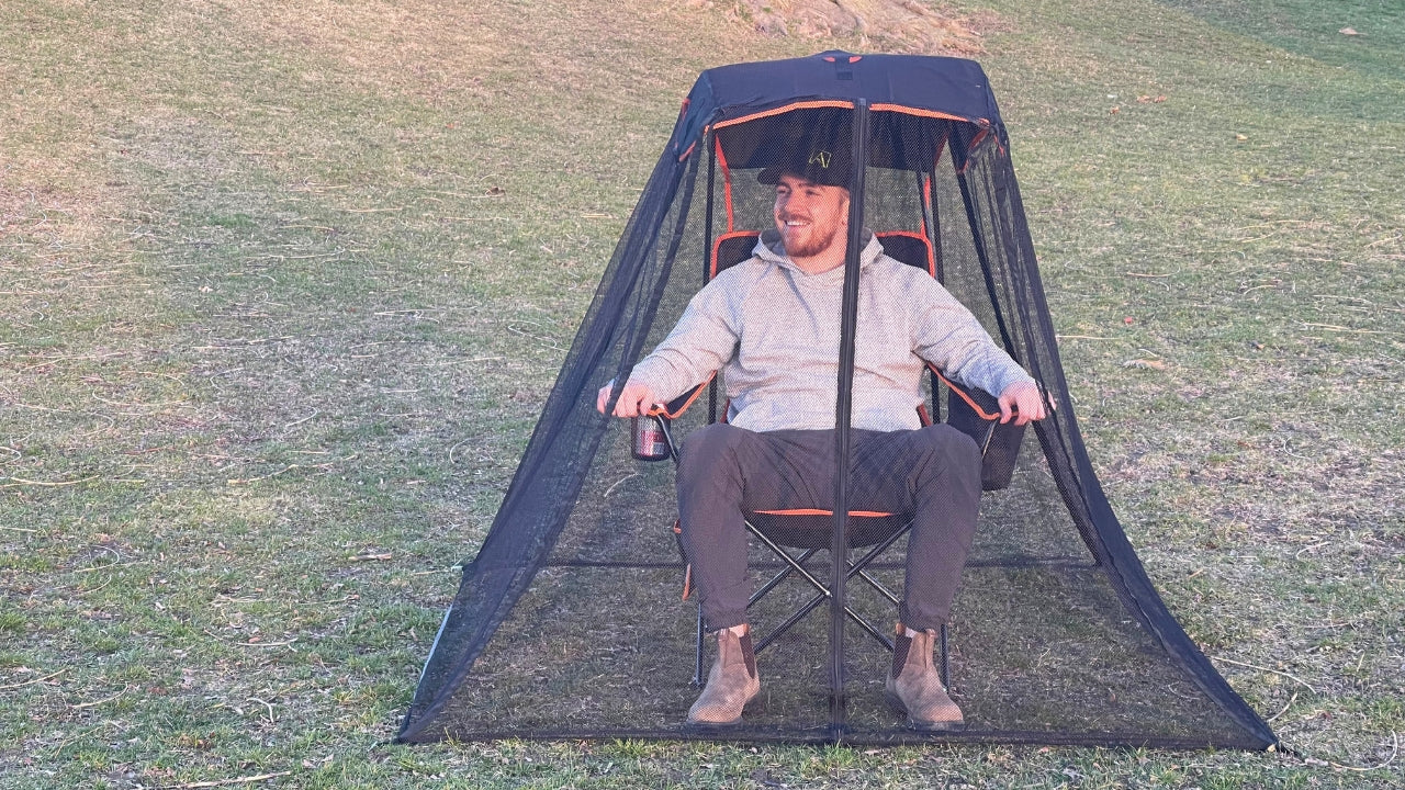 Bug Beater Chairs: All-In-One Outdoor Folding Chair, Bug Net, & Cooler